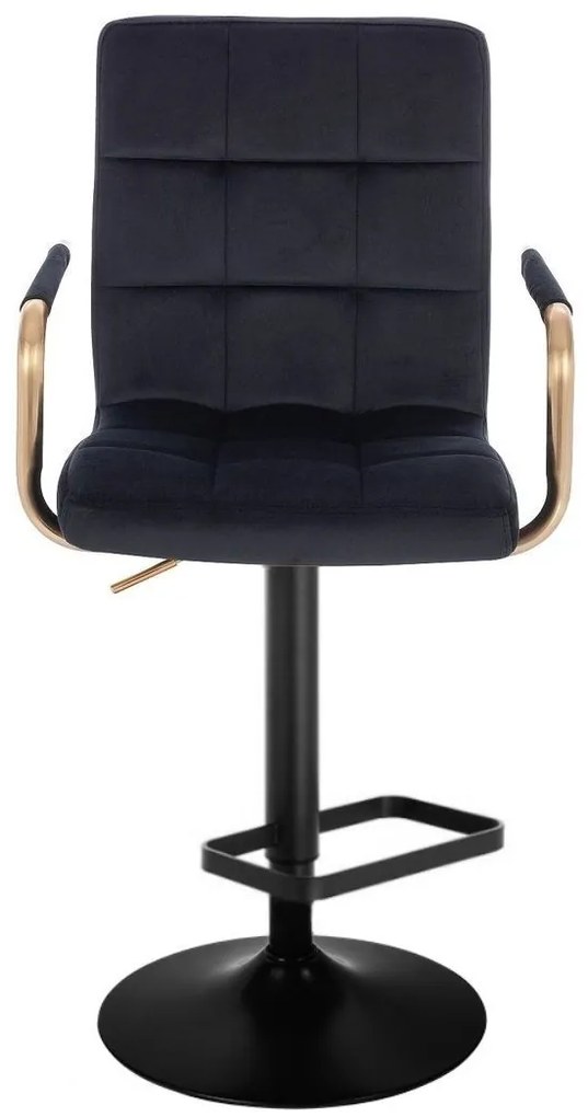 LuxuryForm DESIGN Barová židle VERONA GOLD VELUR na černé kulaté podstavě - černá