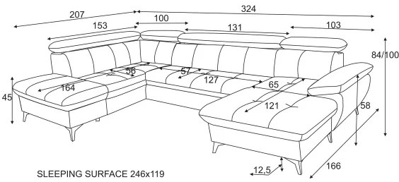 Rozkládací rohová sedací souprava s úložným prostorem do U CATANIA béžová