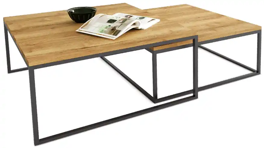 Moderní stoly Konferenční stolek DUO masiv dub/ocel | BIANO