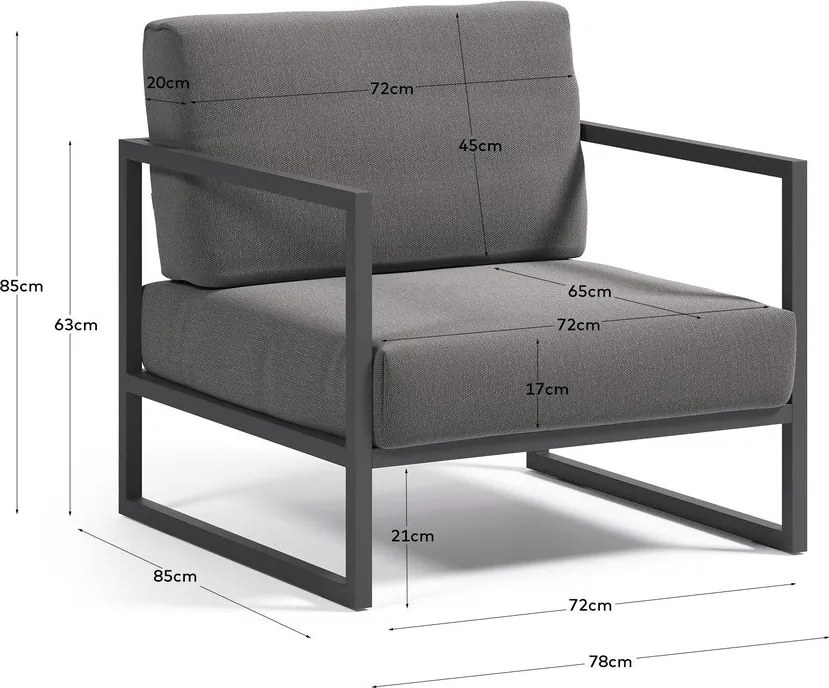 Tmavě šedé kovové zahradní křeslo Comova – Kave Home