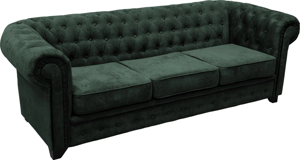 XXXLutz POHOVKA CHESTERFIELD, dřevo, textil, kompozitní dřevo, tmavě zelená MID.YOU - Pohovky - 000694009806