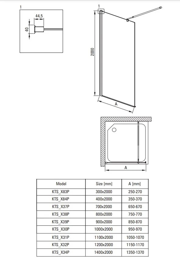 Deante Kerria Plus, sprchová zástěna typu Walk-In, systém Kerria Plus - 30 cm, chromová, DEA-KTS_083P