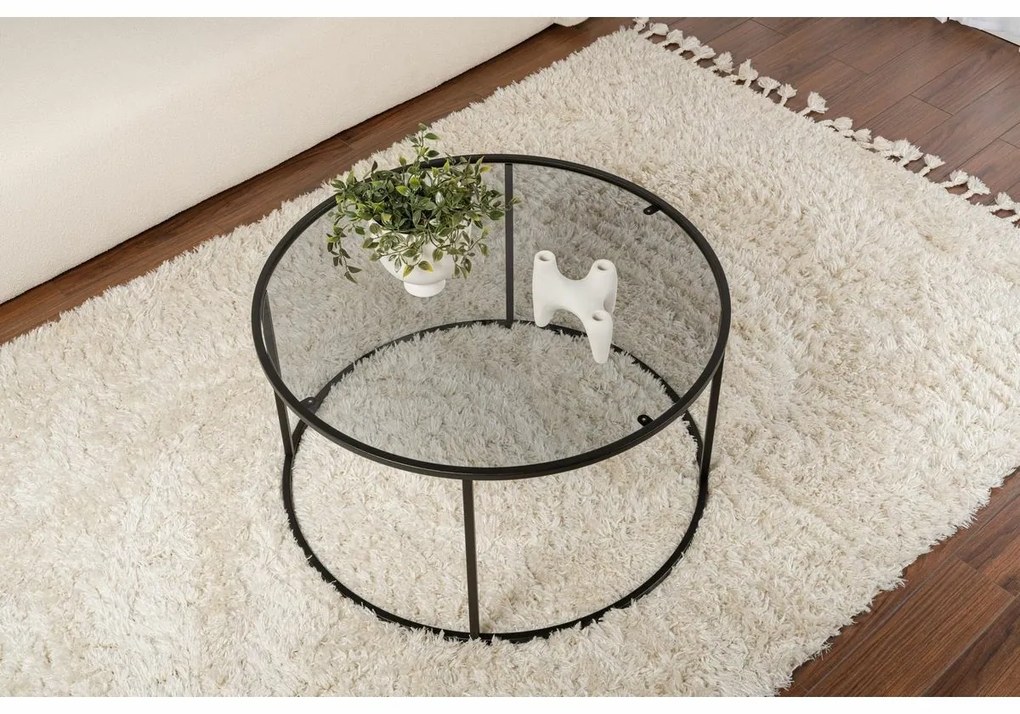 Konferenční stolek Aurum Black s tmavým sklem, 80 cm