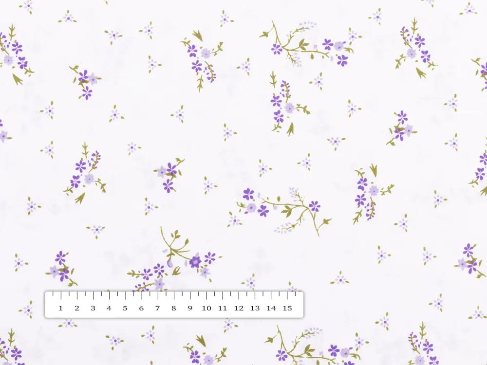 Biante Bavlněný závěs Sandra SA-296 Drobné fialové kvítí na bílém 150x170 cm