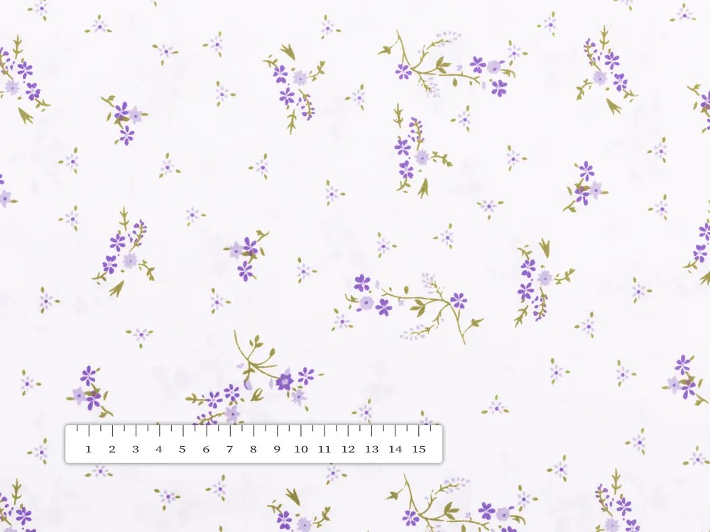 Biante Bavlněný závěs Sandra SA-296 Drobné fialové kvítí na bílém 150x220 cm