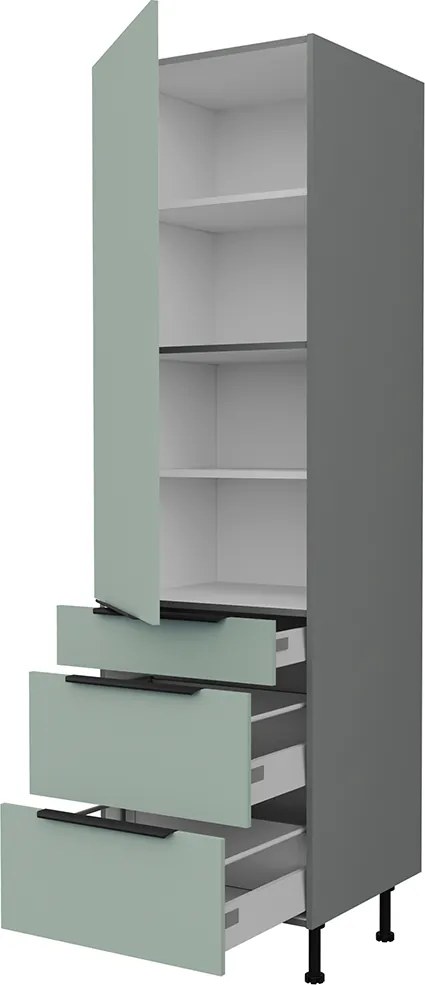 ARIA sa | vysoká skříňka 60 DKS-215 3S1F potravinová | UNI DVÍŘKA | 60 cm | PREMIUM BOX | antracit/aquamarine