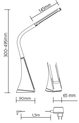 PANLUX SET 2x stolní LED lampička LORD LED, černá kůže - neutrální