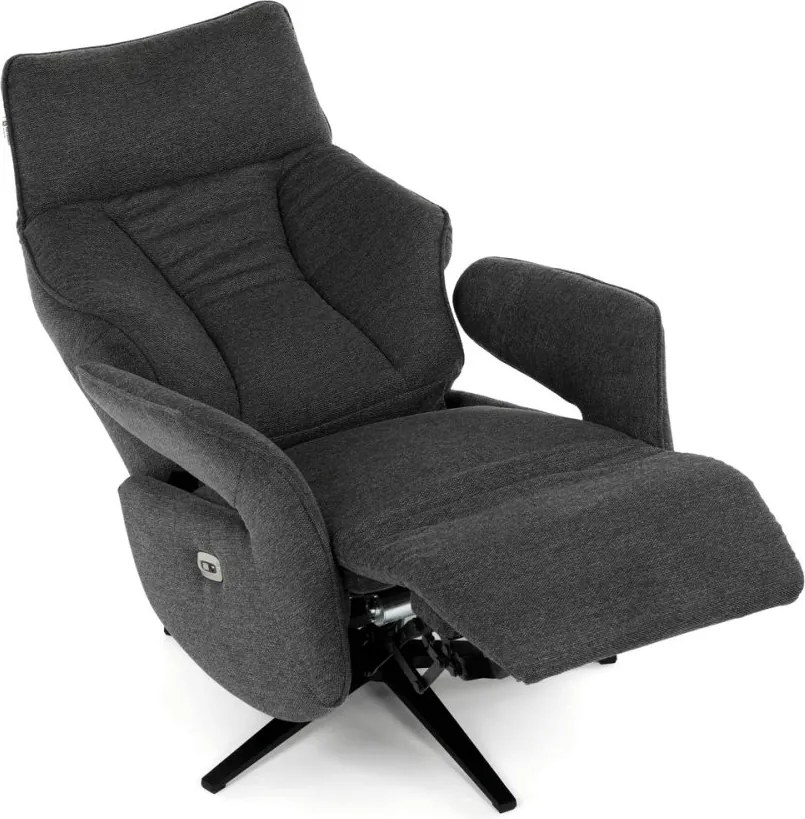Autronic Relaxační křeslo BILBAO – elektrické zabudované ovládání, šedá, látka