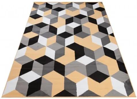 Kusový koberec moderní MAYA Q545A Kostky 3D žlutý šedý Rozměr: 140x200 cm