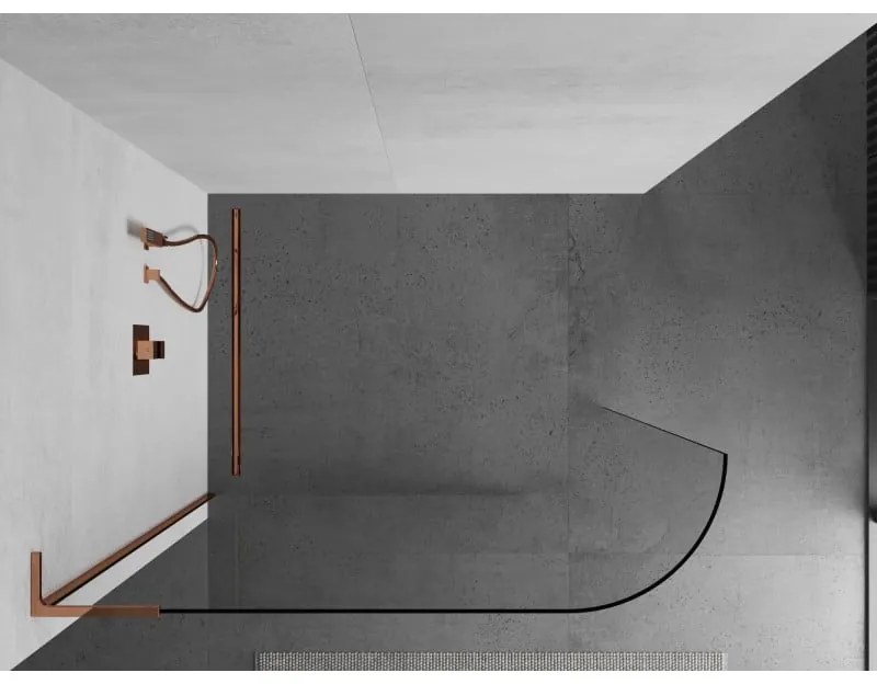 Mexen Kioto L, sprchová zástěna Walk-In 100 x 200 cm, 8mm čiré sklo, růžové zlato profil, 800-100-103-60-06