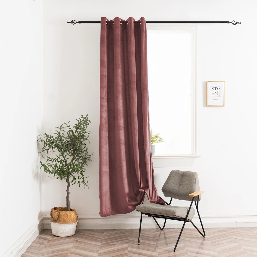 Zatemňovací závěs ELVIO VELVET 140x250 cm, starorůžový Zavěšení: Kovové kroužky