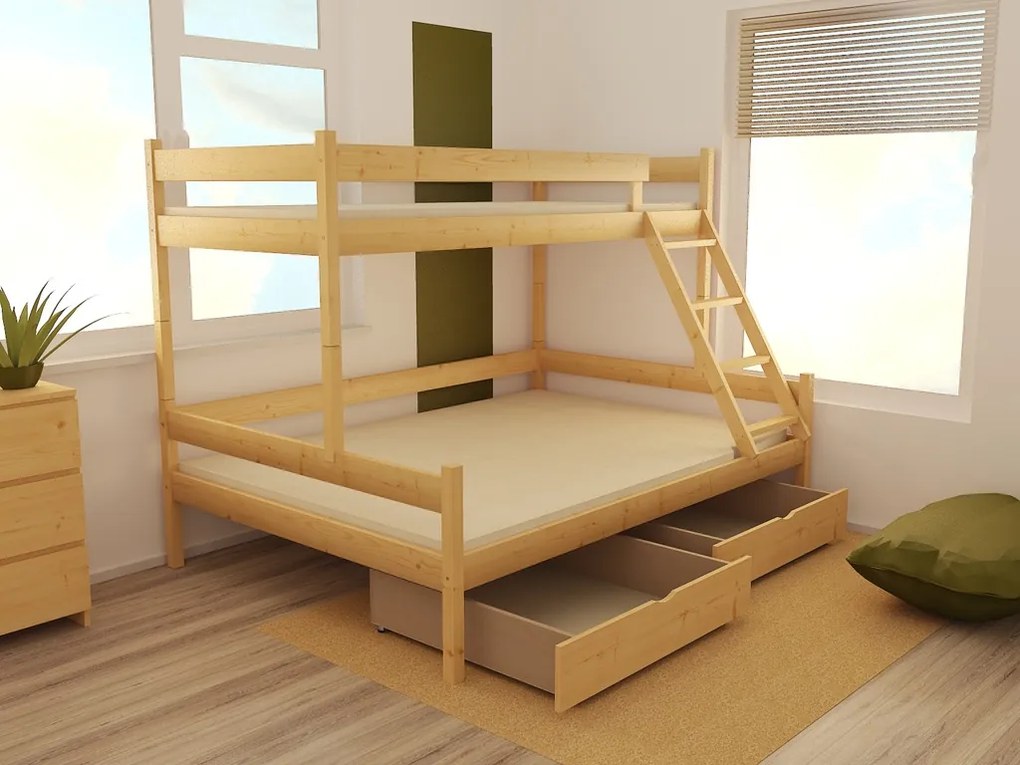 Vomaks Patrová postel s rozšířeným spodním lůžkem PPS 002 100/160 x 200 cm moření dub