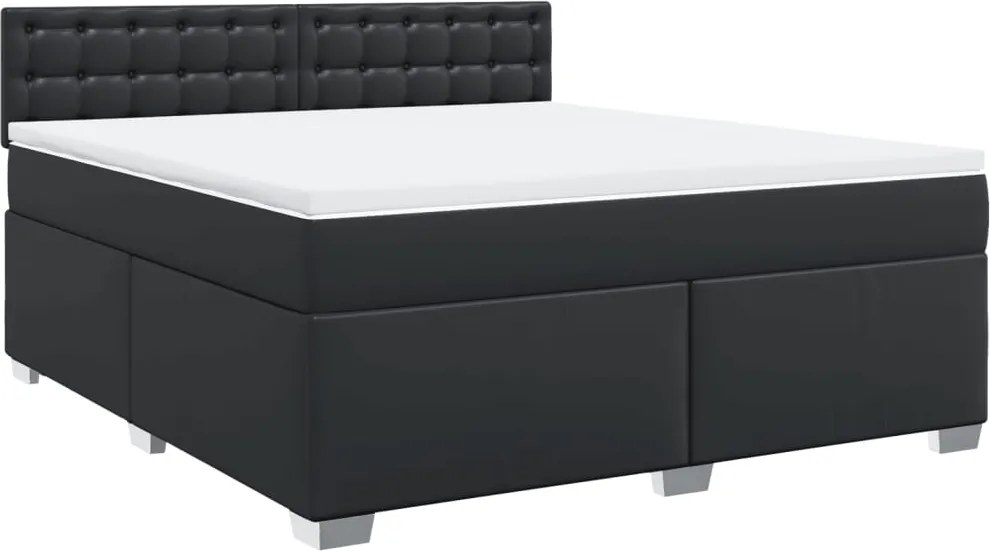 Box spring postel s matrací černá 180x200 cm umělá kůže 3286132