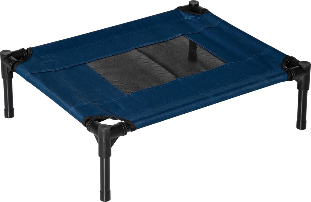 PawHut Přenosná Vysoká Postel pro Psy a Kočky s Prodyšnou Síťovinou a Oxfordskou Tkaninou pro Interiér a Exteriér 61x46x18 cm Modrá