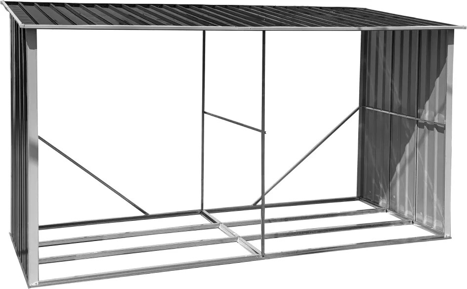 Přístřešek na dřevo, antracit/bílá, 377,5x121x194 cm, DARYL TYP 4
