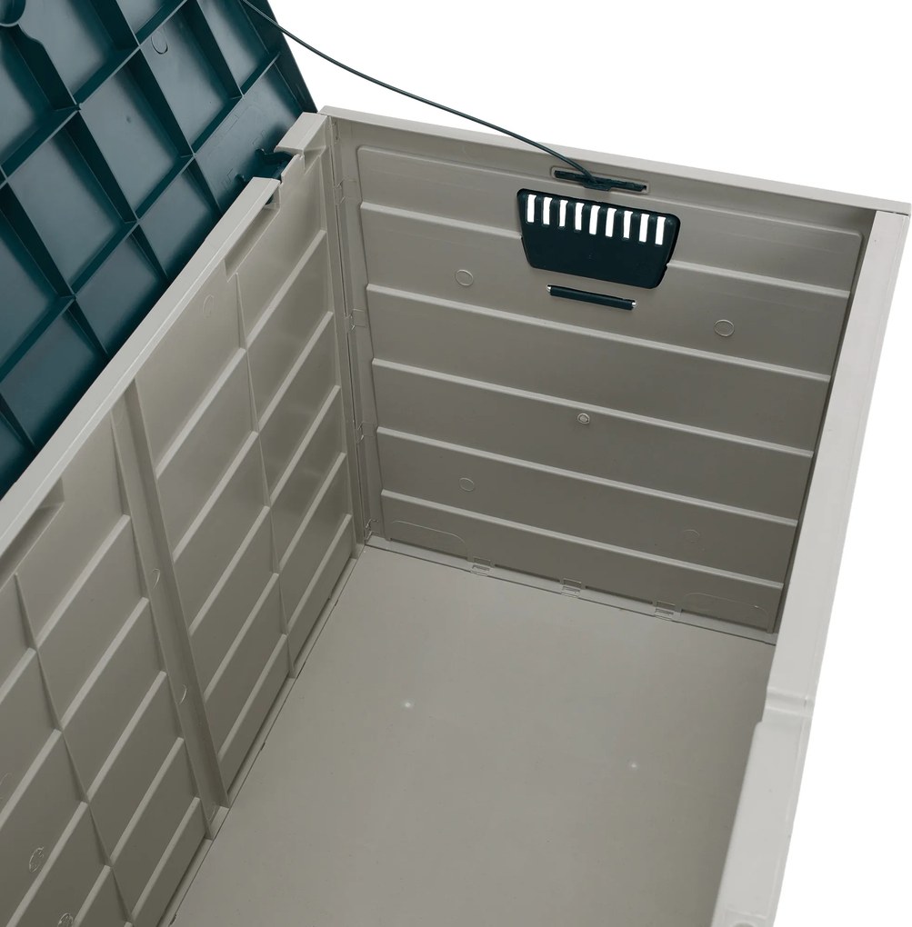 Zahradní úložný box, šedá/zelená, KORTEZ