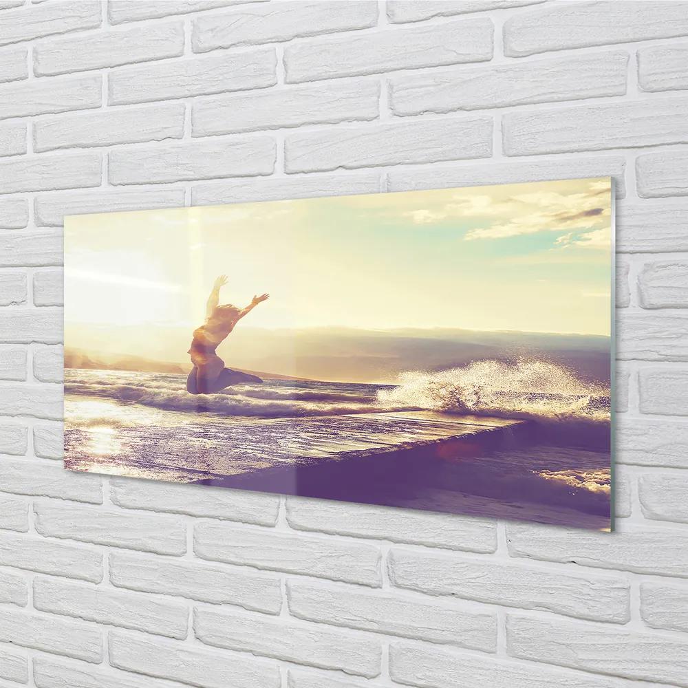 akrylový obraz Ženské jezero mraky 125x50 cm
