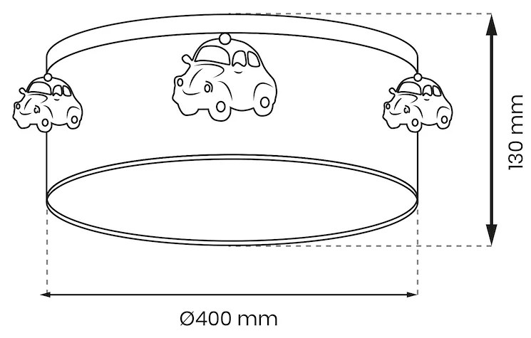 Dětské stropní svítidlo Automobile, 1x bílé/modré textilní stínítko