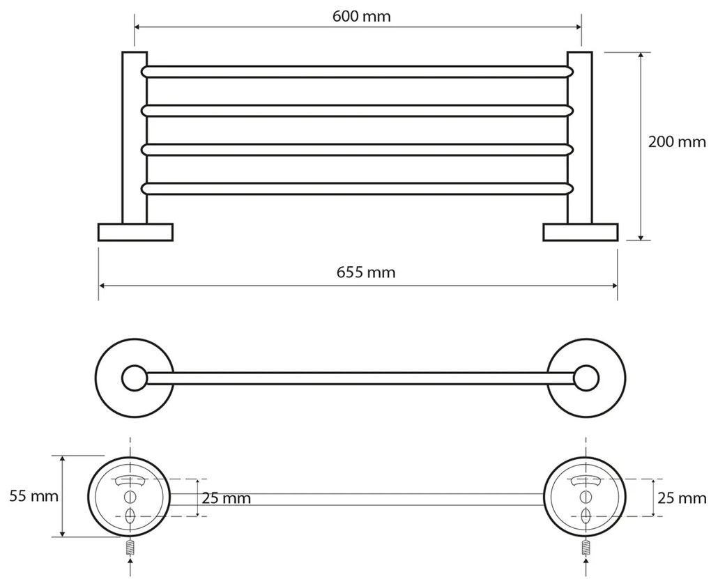 SAPHO XR412 X-Round E polička na ručníky 65 cm, stříbrná