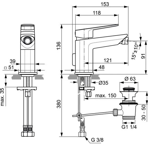 Ideal Standard Tonic II Baterie bidetová A6336AA