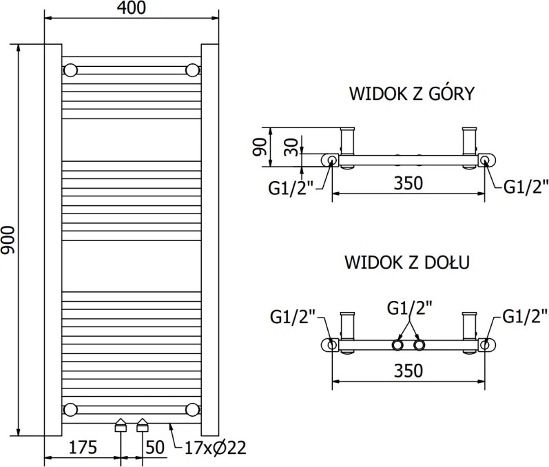 Mexen Mars, topné těleso 900x400 mm, 244 W, chromová, W110-0900-400-00-01