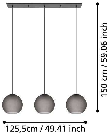 Eglo 390214 - Lustr na lanku ARANGONA 3xE27/40W/230V kouřová