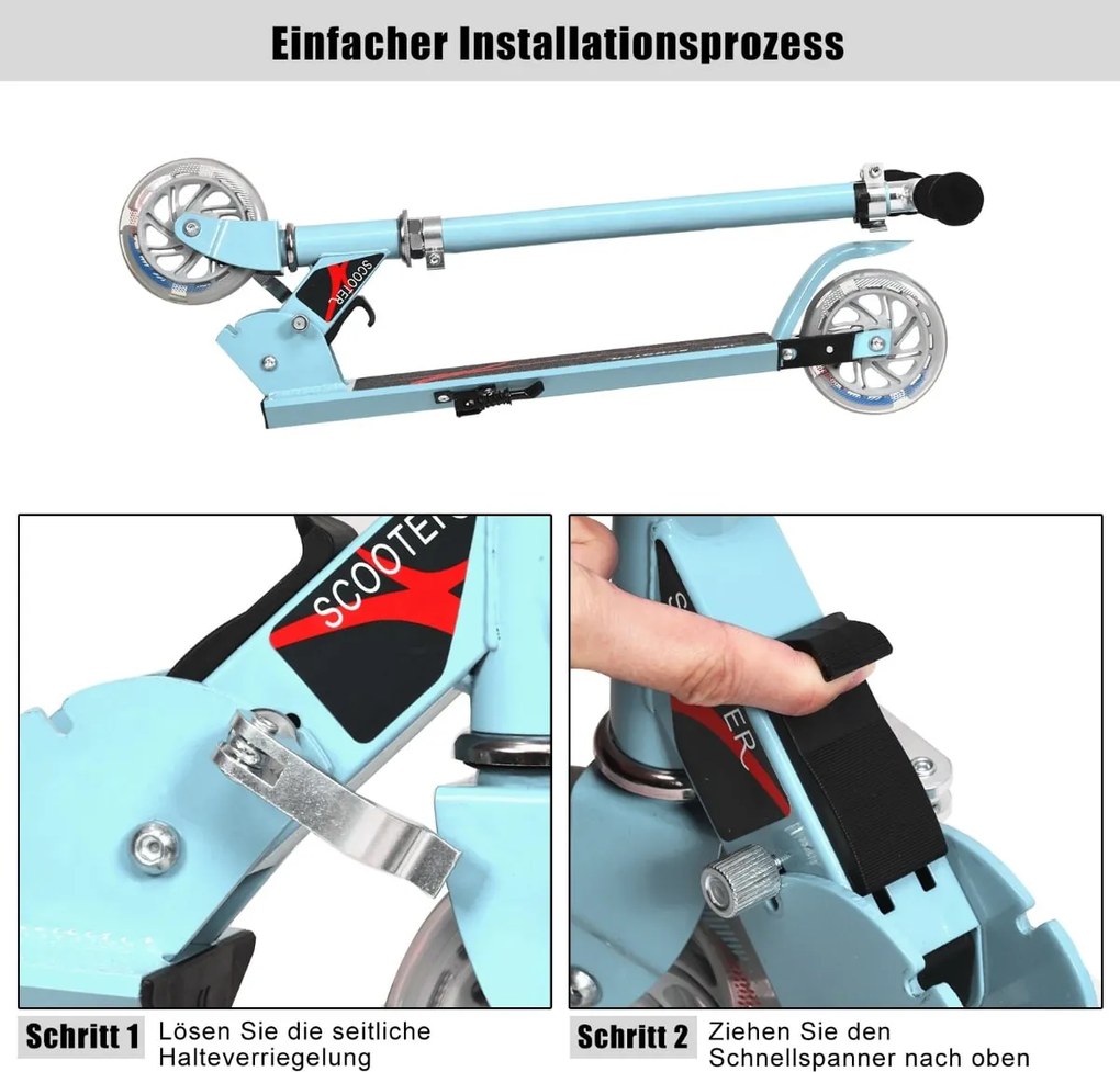 Costway Scooter Výškově nastavitelná dětská koloběžka Skládací koloběžka se 2