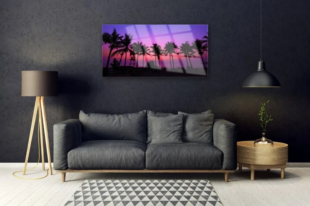 Obraz na skle Palmy Stromy Krajina 100x50 cm