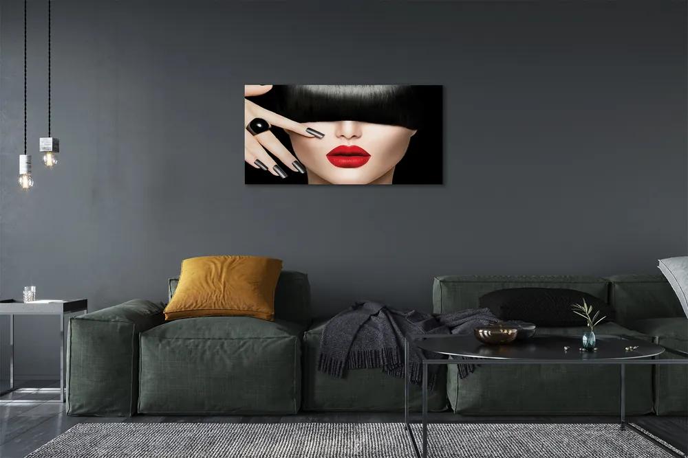 Obrazy na plátně Žena rány červené rty 125x50 cm