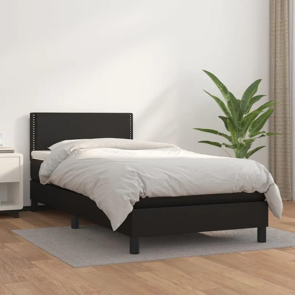 vidaXL Box spring postel s matrací 80 x 200 cm umělá kůže [3141030] Barva: Černá