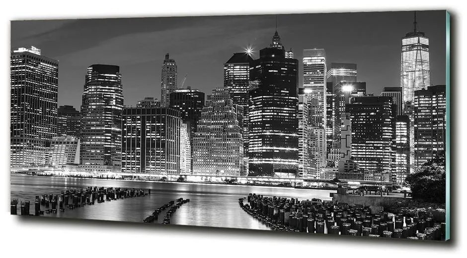 Wallmuralia Moderní skleněný obraz z fotografie Manhattan noc 125x50 cm