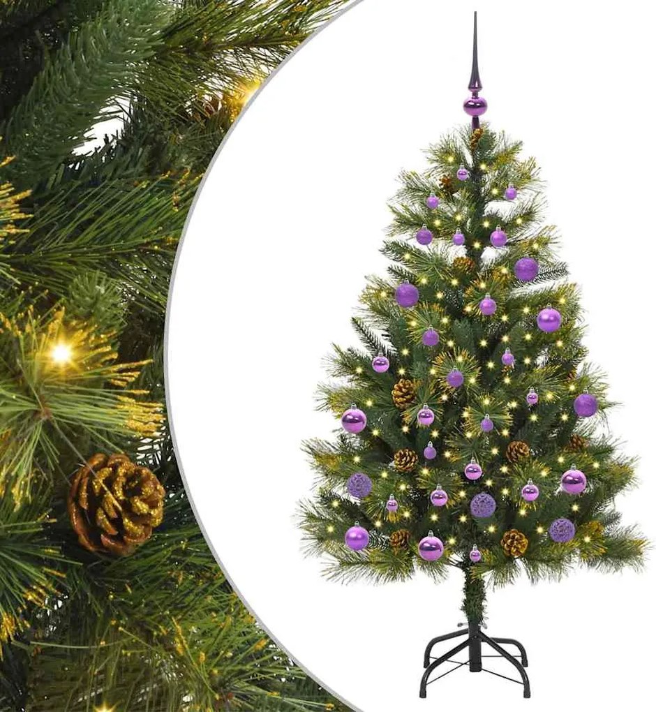 Umělý sklopný vánoční stromeček s kužely Zelená 150 cm 3395086