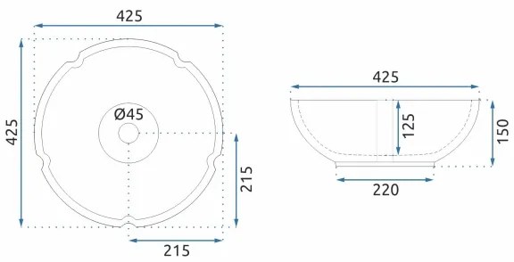 REA-U5666 - Umyvadlo na desku VIVIEN pr. 42,5 cm keramika/ornamentální vzor