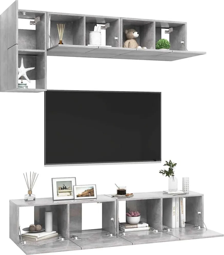 5dílný set TV skříněk betonově šedý kompozitní dřevo 3079113