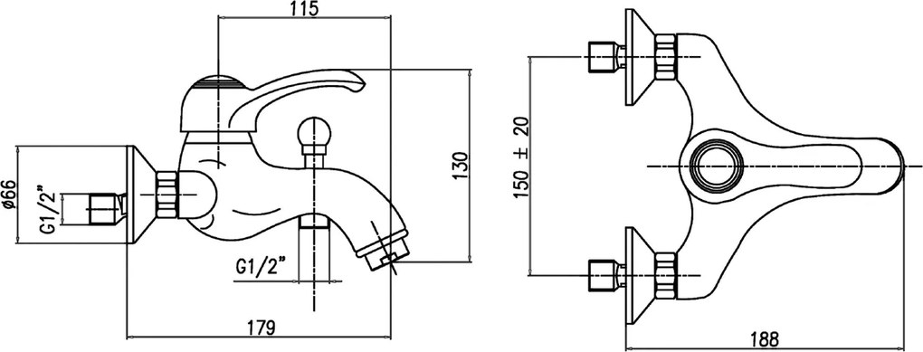 SAPHO KIRKÉ nástěnná vanová retro baterie, zlato KI10Z