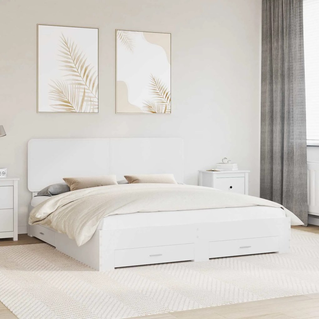Rám postele se zásuvkou Bílá 180 x 200 cm Kompozitní dřevo 3412749