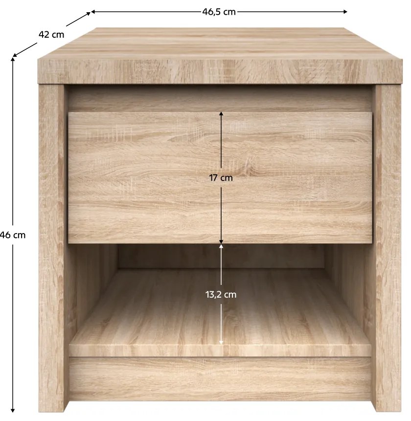 Kondela Noční stolek 1S, dub sonoma, NORTY TYP 13