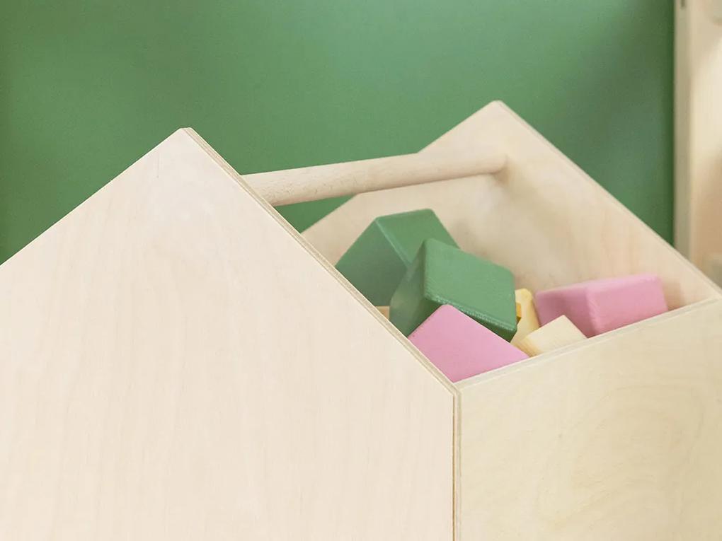 Benlemi Dřevěný úložný box HOUSE ve tvaru domečku Zvolte barvu: Nelakovaná