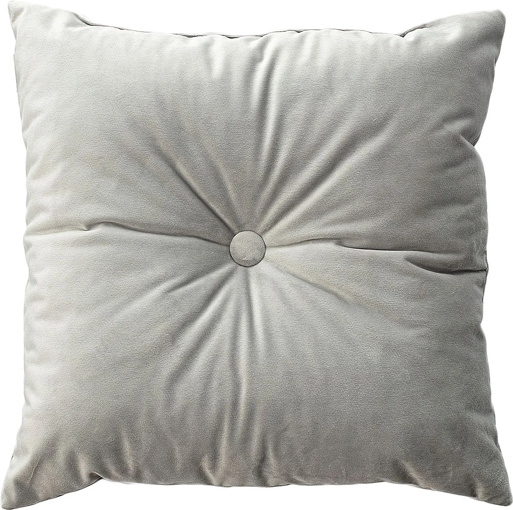 Sametový polštář Velvet s knoflíkem barva šedá látka lesklé, sametová