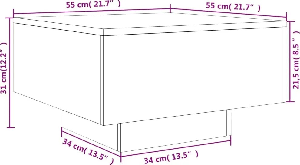 vidaXL Konferenční stolek 55 x 55 x 31 cm kompozitní dřevo [836567] Barva: Bílá