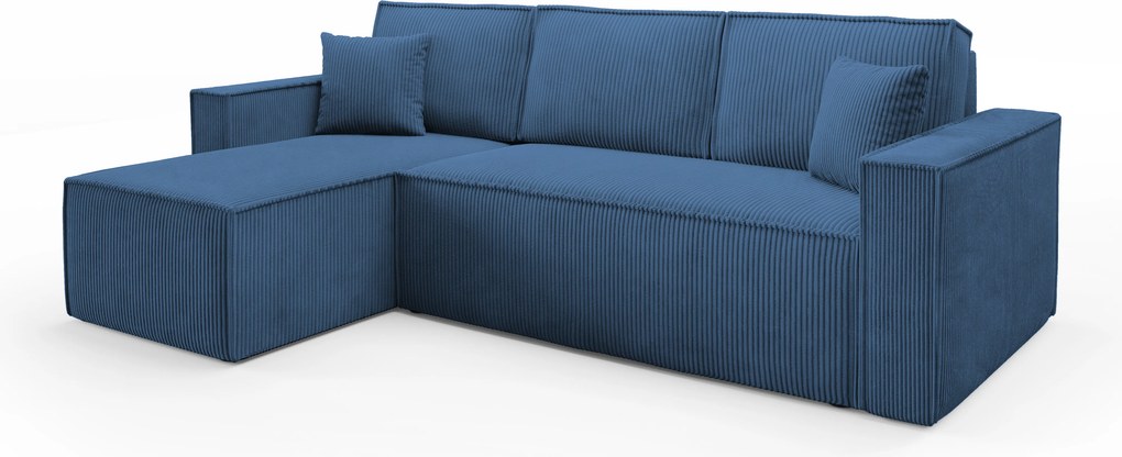 Rohová rozkládací sedací souprava do L BASIC, 240 cm, s úložným prostorem Roh pohovky: Levý roh, Barva látky: Tmavě hnědá (Poso 06)