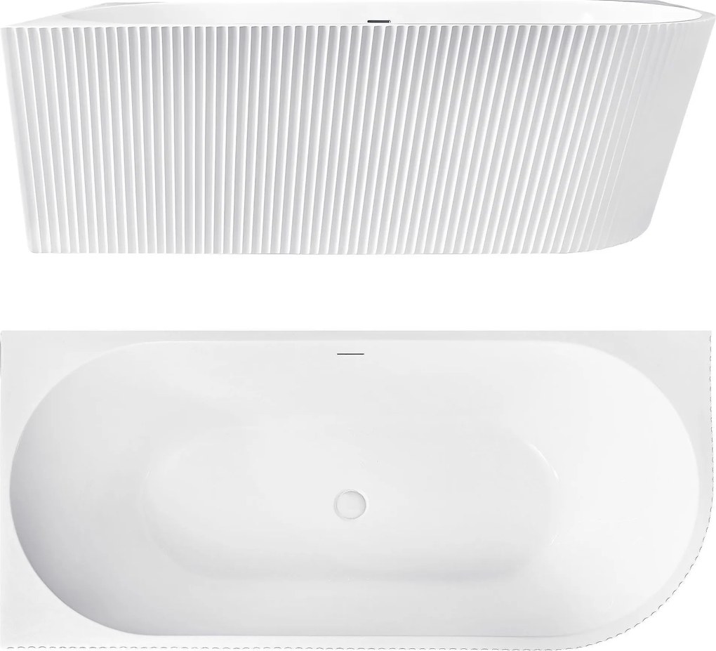 Rea Wenus, akrylová rohová vana 1700x800x575 mm, levá, bílá se zlatou matnou odtokovou zátkou, KPL-W7129
