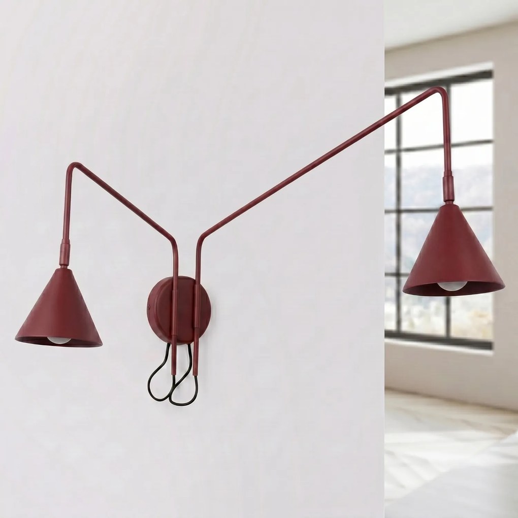Sollux Lighting Nástěnné svítidlo NOX 2 bordó s vypínačem