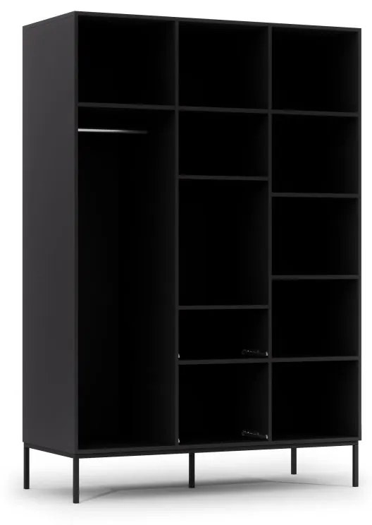 Šatní skříň Lanzzi - Černá MAT - šířka 135cm