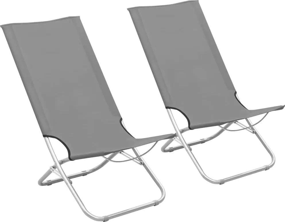 vidaXL Skládací plážové židle 2 ks textil [310381] Barva: Šedá