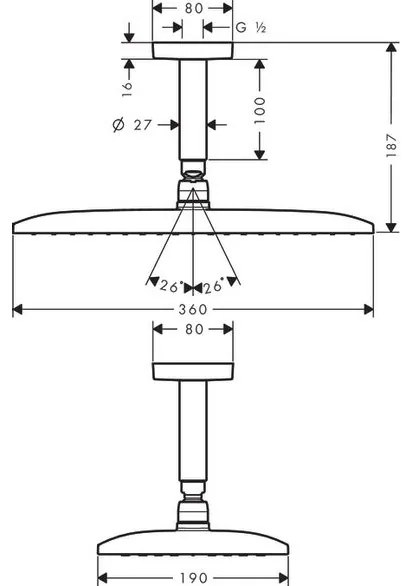 Hansgrohe Raindance E Horní sprcha 360 1jet 27381000