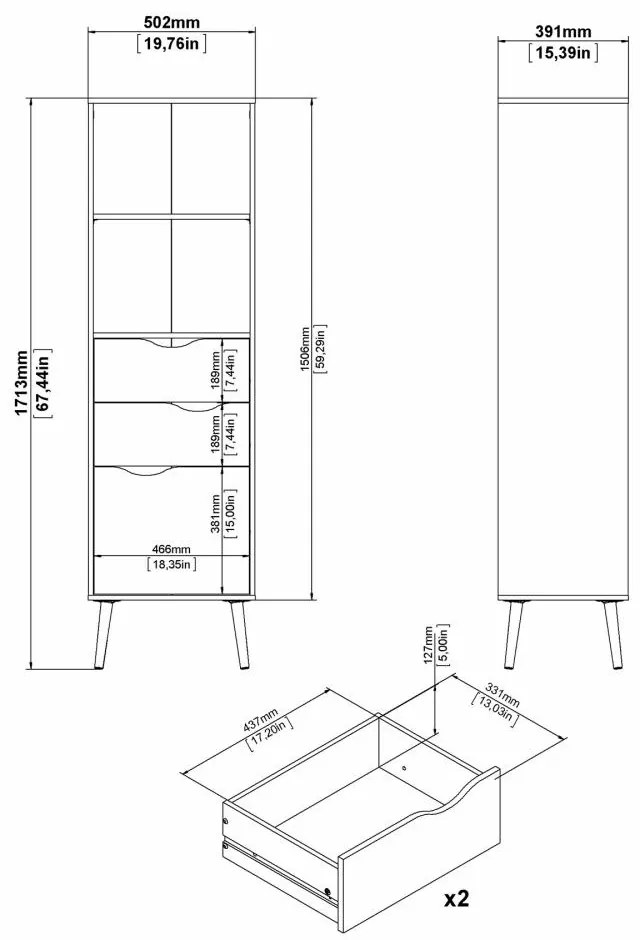 Tvilum Regál Retro 382 bílá/dub sonoma