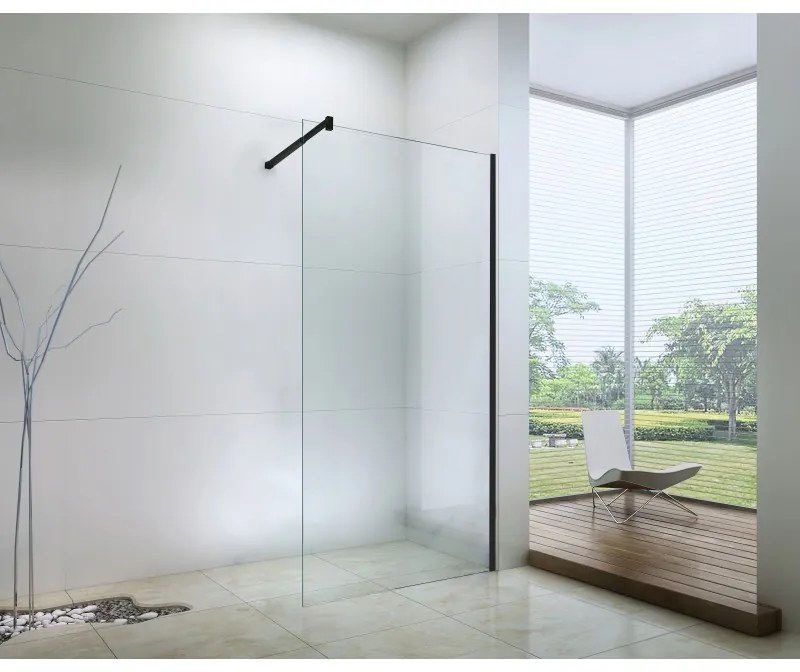 Mexen sprchová zástěna WALK-IN, 80 cm, černo-čirá, 850-080-000-70-00
