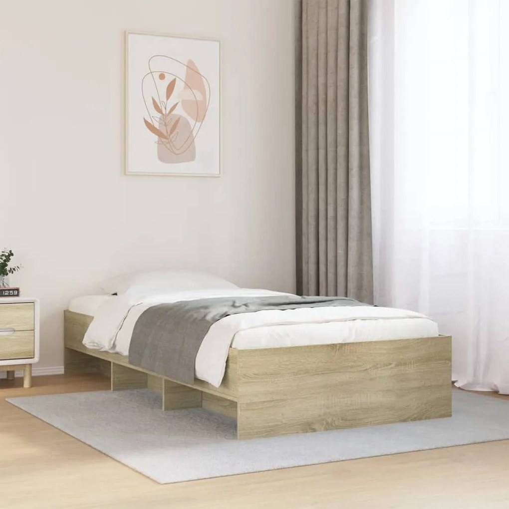 Rám postele bez matrace dub sonoma 90 x 190 cm kompozitní dřevo 3295704