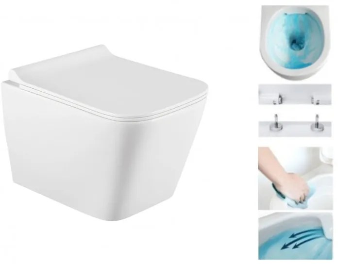 Závěsný set Mexen Fenix + WC TEO Rimless 51 x 35 cm + pomalu padající deska Slim, 60100 + 30850700